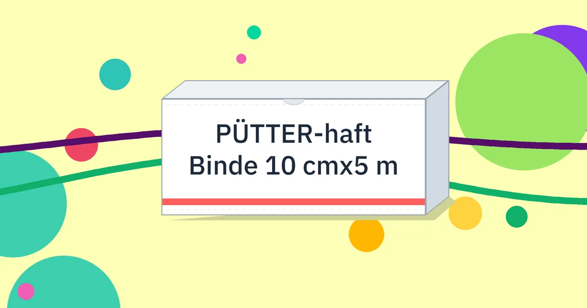 Symbolbild: Packung mit der Aufschrift PÜTTER-haft Binde 10 cmx5 m (PZN 18437542) – Verfügbarkeit und Bezug in Apotheken in Frankfurt am Main
