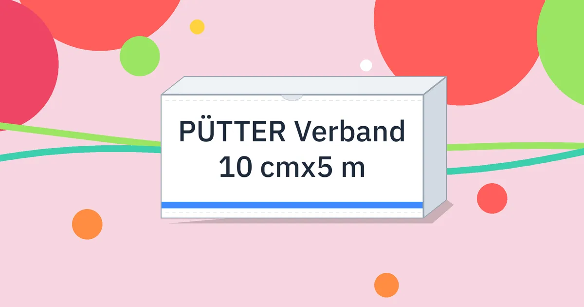 Symbolbild: Packung mit der Aufschrift PÜTTER Verband 10 cmx5 m (PZN 05529828) – Verfügbarkeit und Bezug in Apotheken in Frankfurt am Main