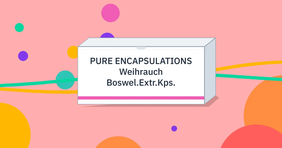 Symbolbild: Packung mit der Aufschrift PURE ENCAPSULATIONS Weihrauch Boswel.Extr.Kps. (PZN 02788133) – Verfügbarkeit und Bezug in Apotheken in Frankfurt am Main