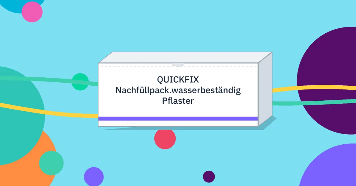 Symbolbild: Packung mit der Aufschrift QUICKFIX Nachfüllpack.wasserbeständig Pflaster (PZN 09534335) – Verfügbarkeit und Bezug in Apotheken in Frankfurt am Main