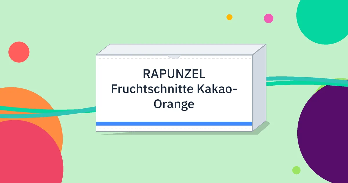 Symbolbild: Packung mit der Aufschrift RAPUNZEL Fruchtschnitte Kakao-Orange (PZN 14295921) – Verfügbarkeit und Bezug in Apotheken in Frankfurt am Main