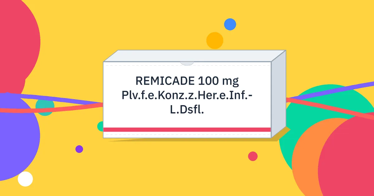Symbolbild: Packung mit der Aufschrift REMICADE 100 mg Plv.f.e.Konz.z.Her.e.Inf.-L.Dsfl. (PZN 06105800) – Verfügbarkeit und Bezug in Apotheken in Frankfurt am Main