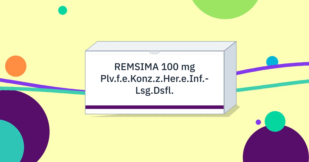 Symbolbild: Packung mit der Aufschrift REMSIMA 100 mg Plv.f.e.Konz.z.Her.e.Inf.-Lsg.Dsfl. (PZN 19473209) – Verfügbarkeit und Bezug in Apotheken in Frankfurt am Main