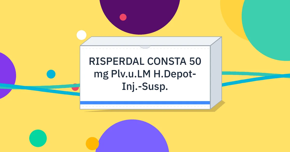 Symbolbild: Packung mit der Aufschrift RISPERDAL CONSTA 50 mg Plv.u.LM H.Depot-Inj.-Susp. (PZN 18224415) – Verfügbarkeit und Bezug in Apotheken in Frankfurt am Main