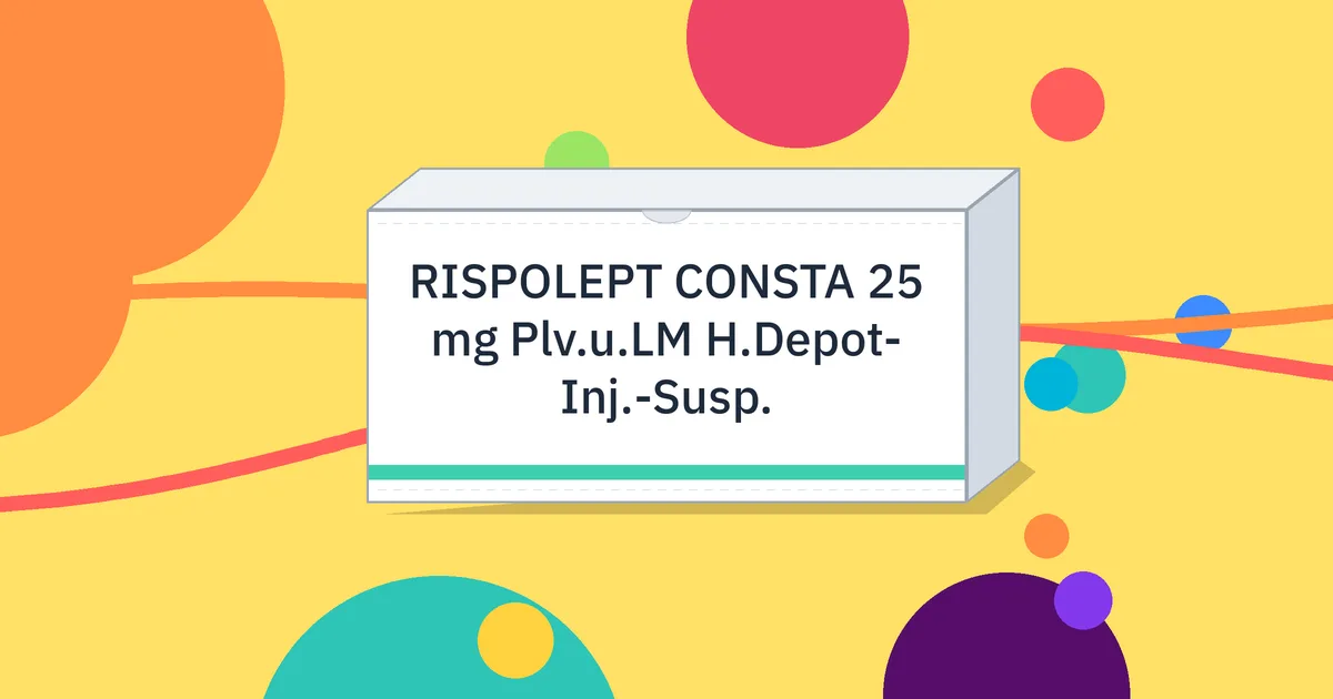 Symbolbild: Packung mit der Aufschrift RISPOLEPT CONSTA 25 mg Plv.u.LM H.Depot-Inj.-Susp. (PZN 20746836) – Verfügbarkeit und Bezug in Apotheken in Frankfurt am Main