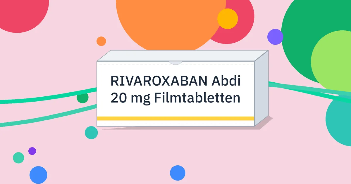 Symbolbild: Packung mit der Aufschrift RIVAROXABAN Abdi 20 mg Filmtabletten (PZN 18820175) – Verfügbarkeit und Bezug in Apotheken in Frankfurt am Main