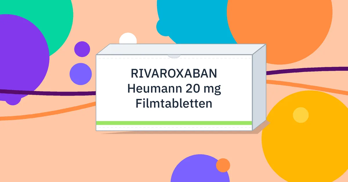Symbolbild: Packung mit der Aufschrift RIVAROXABAN Heumann 20 mg Filmtabletten (PZN 18840692) – Verfügbarkeit und Bezug in Apotheken in Frankfurt am Main