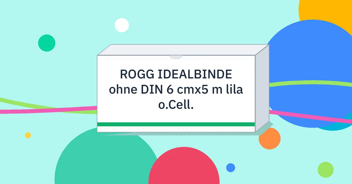 Symbolbild: Packung mit der Aufschrift ROGG IDEALBINDE ohne DIN 6 cmx5 m lila o.Cell. (PZN 16530852) – Verfügbarkeit und Bezug in Apotheken in Frankfurt am Main
