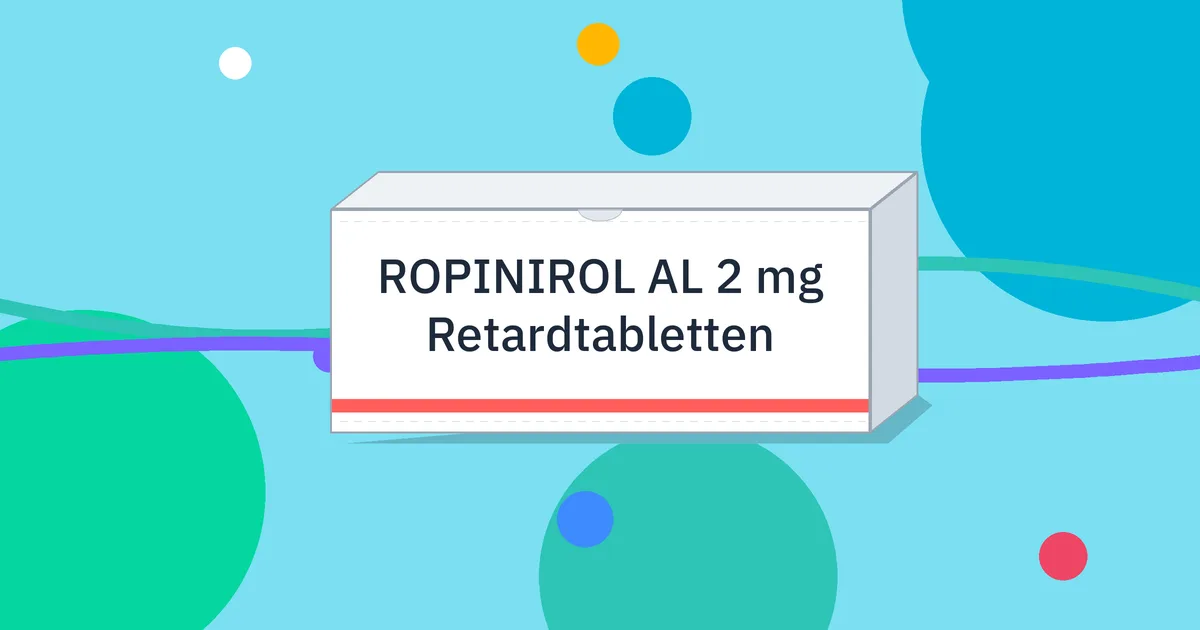 Symbolbild: Packung mit der Aufschrift ROPINIROL AL 2 mg Retardtabletten (PZN 09736926) – Verfügbarkeit und Bezug in Apotheken in Frankfurt am Main