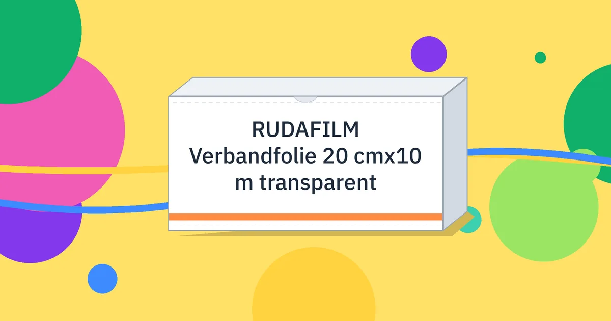 Symbolbild: Packung mit der Aufschrift RUDAFILM Verbandfolie 20 cmx10 m transparent (PZN 15879587) – Verfügbarkeit und Bezug in Apotheken in Frankfurt am Main