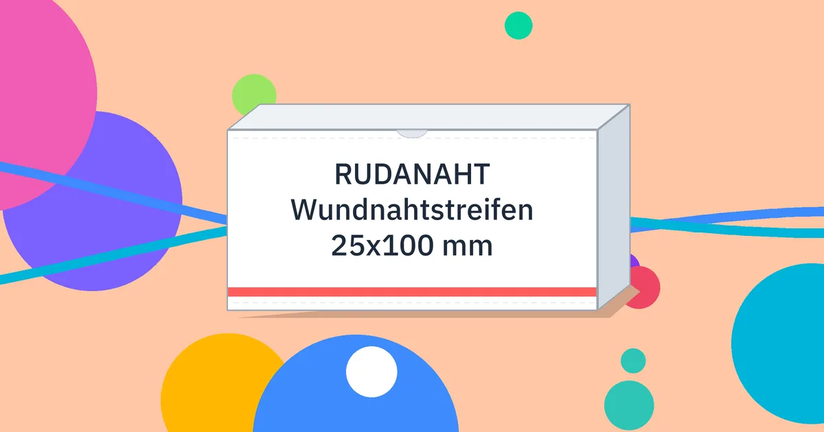 Symbolbild: Packung mit der Aufschrift RUDANAHT Wundnahtstreifen 25x100 mm (PZN 09074342) – Verfügbarkeit und Bezug in Apotheken in Frankfurt am Main