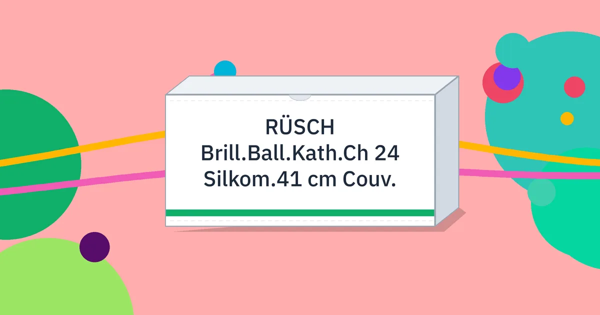 Symbolbild: Packung mit der Aufschrift RÜSCH Brill.Ball.Kath.Ch 24 Silkom.41 cm Couv. (PZN 07252489) – Verfügbarkeit und Bezug in Apotheken in Frankfurt am Main