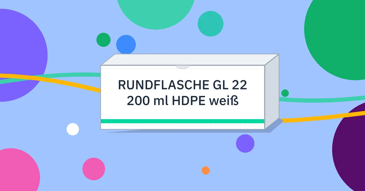 Symbolbild: Packung mit der Aufschrift RUNDFLASCHE GL 22 200 ml HDPE weiß (PZN 18111303) – Verfügbarkeit und Bezug in Apotheken in Frankfurt am Main
