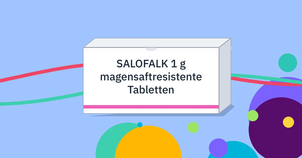 Symbolbild: Packung mit der Aufschrift SALOFALK 1 g magensaftresistente Tabletten (PZN 13420382) – Verfügbarkeit und Bezug in Apotheken in Frankfurt am Main