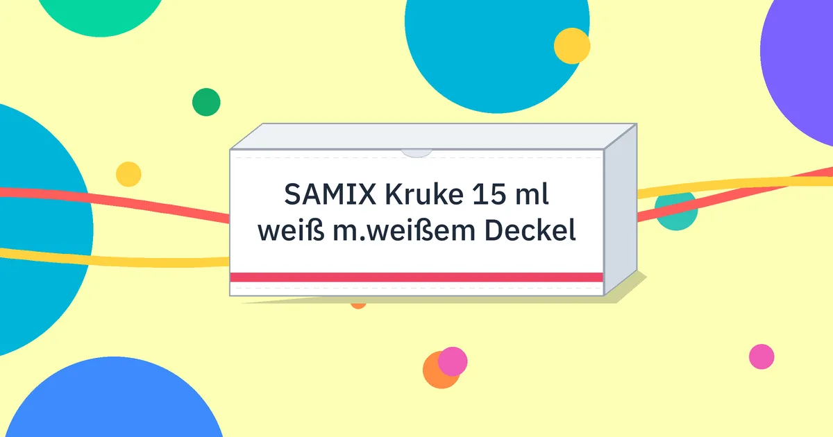 Symbolbild: Packung mit der Aufschrift SAMIX Kruke 15 ml weiß m.weißem Deckel (PZN 11480411) – Verfügbarkeit und Bezug in Apotheken in Frankfurt am Main