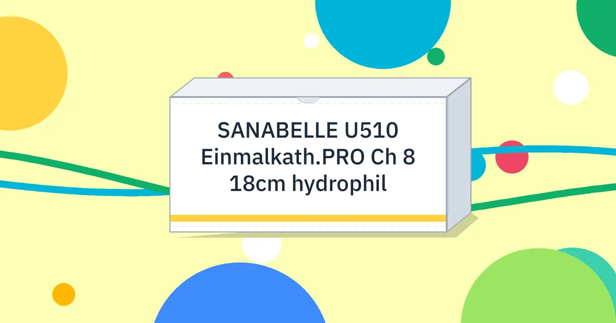 Symbolbild: Packung mit der Aufschrift SANABELLE U510 Einmalkath.PRO Ch 8 18cm hydrophil (PZN 15269736) – Verfügbarkeit und Bezug in Apotheken in Frankfurt am Main