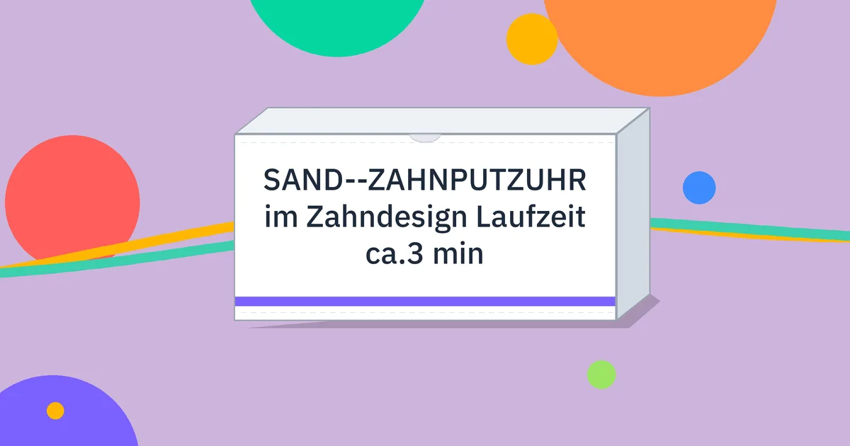 Symbolbild: Packung mit der Aufschrift SAND--ZAHNPUTZUHR im Zahndesign Laufzeit ca.3 min (PZN 11868664) – Verfügbarkeit und Bezug in Apotheken in Frankfurt am Main