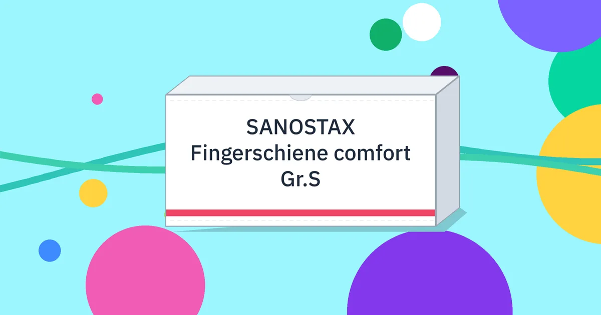 Symbolbild: Packung mit der Aufschrift SANOSTAX Fingerschiene comfort Gr.S (PZN 10288338) – Verfügbarkeit und Bezug in Apotheken in Frankfurt am Main