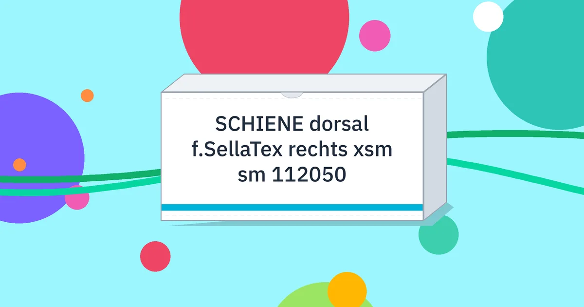 Symbolbild: Packung mit der Aufschrift SCHIENE dorsal f.SellaTex rechts xsm sm 112050 (PZN 11015186) – Verfügbarkeit und Bezug in Apotheken in Frankfurt am Main