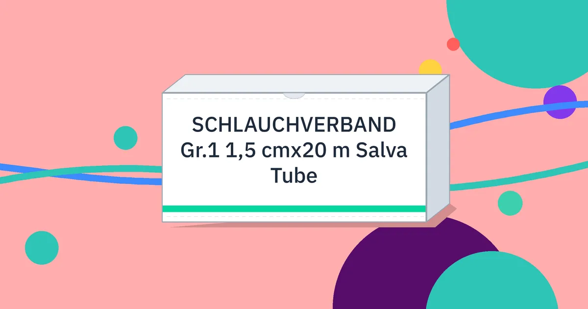 Symbolbild: Packung mit der Aufschrift SCHLAUCHVERBAND Gr.1 1,5 cmx20 m Salva Tube (PZN 10351226) – Verfügbarkeit und Bezug in Apotheken in Frankfurt am Main