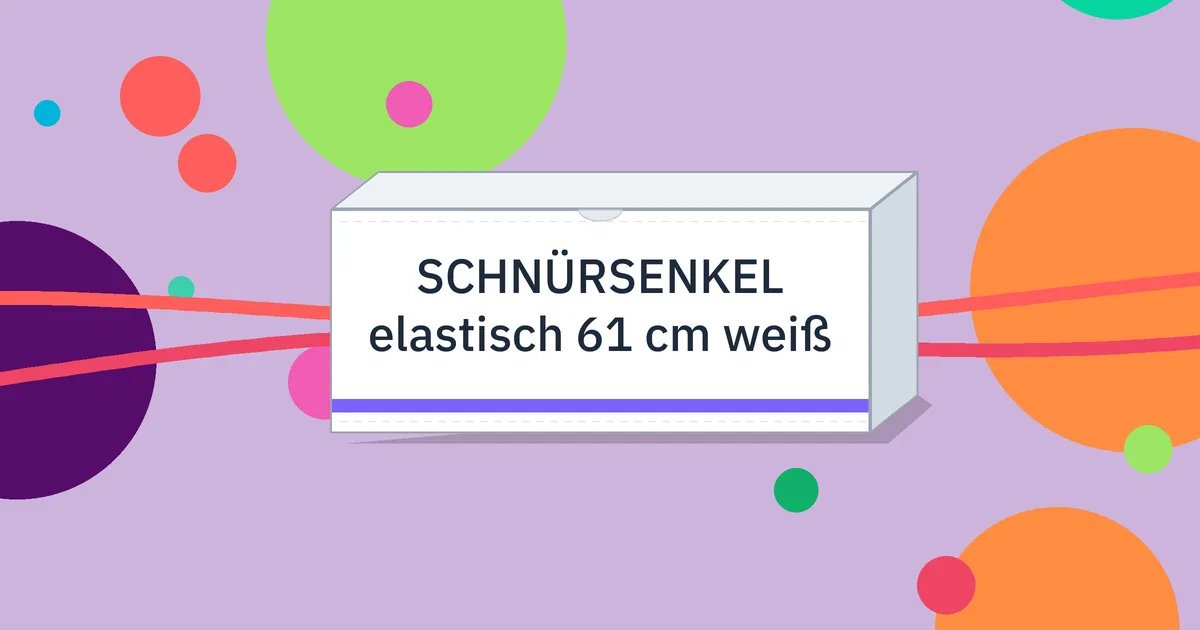 Symbolbild: Packung mit der Aufschrift SCHNÜRSENKEL elastisch 61 cm weiß (PZN 19490283) – Verfügbarkeit und Bezug in Apotheken in Frankfurt am Main