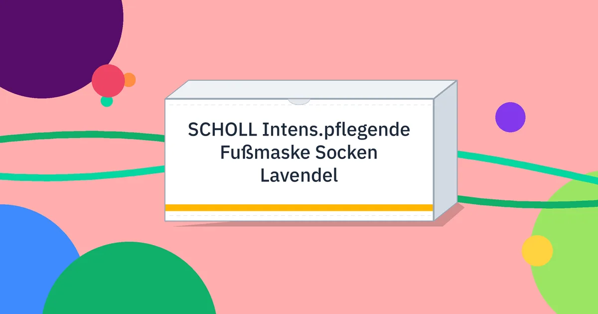 Symbolbild: Packung mit der Aufschrift SCHOLL Intens.pflegende Fußmaske Socken Lavendel (PZN 18296656) – Verfügbarkeit und Bezug in Apotheken in Frankfurt am Main