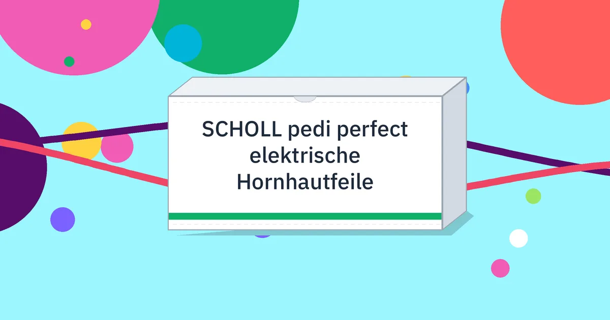 Symbolbild: Packung mit der Aufschrift SCHOLL pedi perfect elektrische Hornhautfeile (PZN 20613911) – Verfügbarkeit und Bezug in Apotheken in Frankfurt am Main