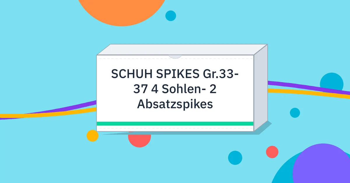Symbolbild: Packung mit der Aufschrift SCHUH SPIKES Gr.33-37 4 Sohlen- 2 Absatzspikes (PZN 09527631) – Verfügbarkeit und Bezug in Apotheken in Frankfurt am Main