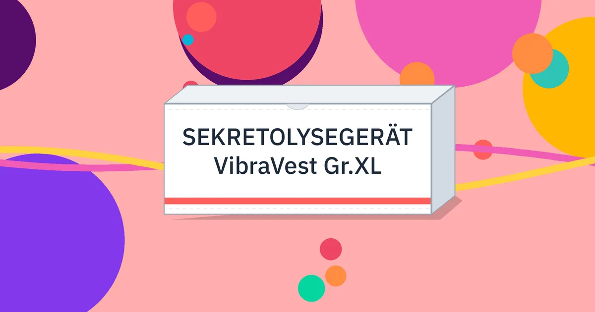 Symbolbild: Packung mit der Aufschrift SEKRETOLYSEGERÄT VibraVest Gr.XL (PZN 11640429) – Verfügbarkeit und Bezug in Apotheken in Frankfurt am Main