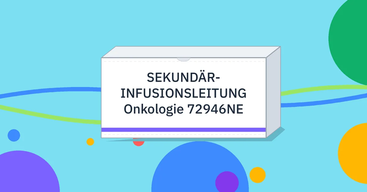 Symbolbild: Packung mit der Aufschrift SEKUNDÄR-INFUSIONSLEITUNG Onkologie 72946NE (PZN 13589632) – Verfügbarkeit und Bezug in Apotheken in Frankfurt am Main