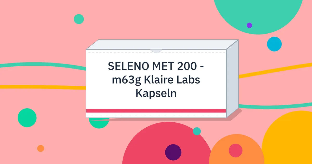 Symbolbild: Packung mit der Aufschrift SELENO MET 200 -m63g Klaire Labs Kapseln (PZN 17283858) – Verfügbarkeit und Bezug in Apotheken in Frankfurt am Main