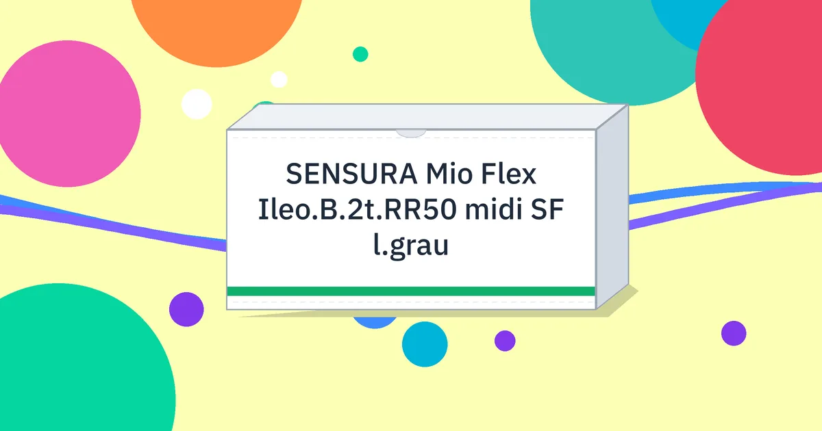 Symbolbild: Packung mit der Aufschrift SENSURA Mio Flex Ileo.B.2t.RR50 midi SF l.grau (PZN 10202348) – Verfügbarkeit und Bezug in Apotheken in Frankfurt am Main