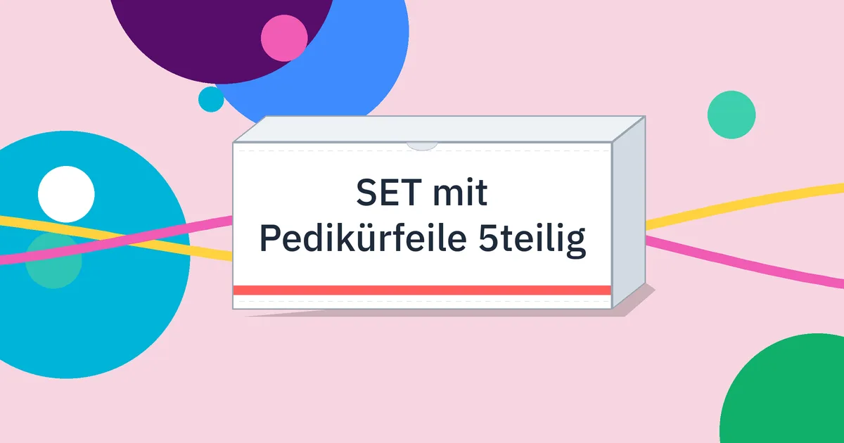 Symbolbild: Packung mit der Aufschrift SET mit Pedikürfeile 5teilig (PZN 01520983) – Verfügbarkeit und Bezug in Apotheken in Frankfurt am Main