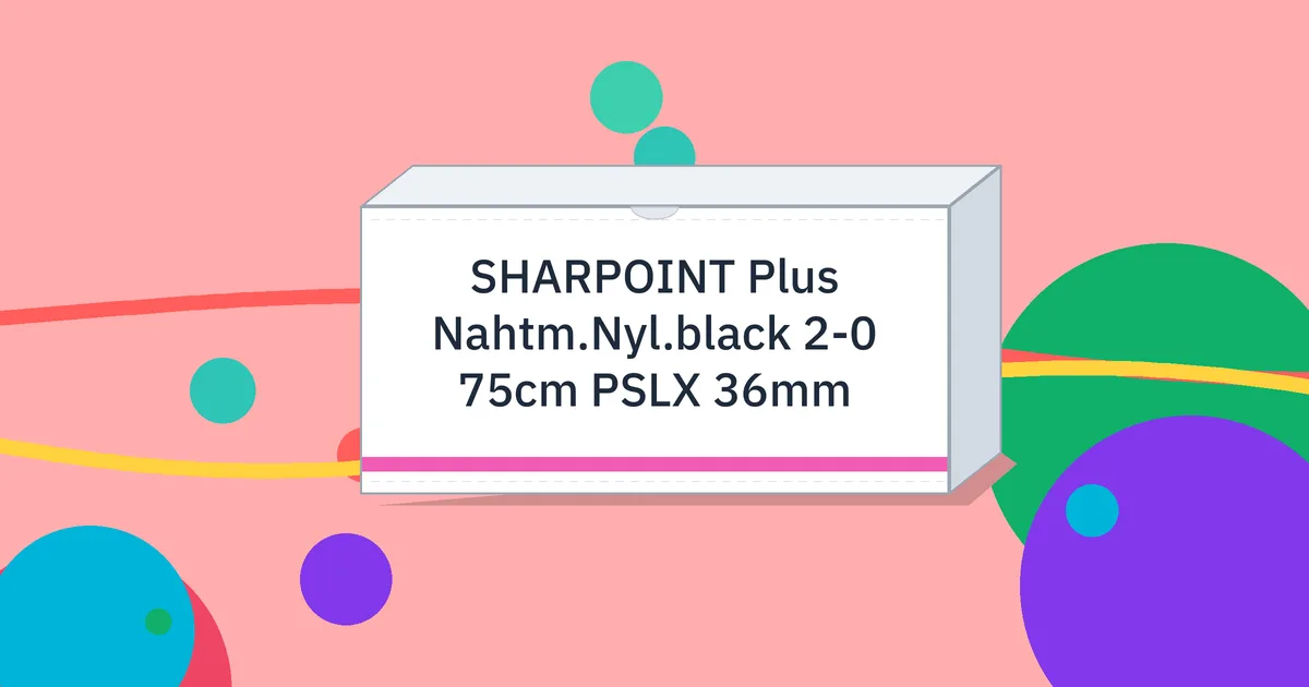 Symbolbild: Packung mit der Aufschrift SHARPOINT Plus Nahtm.Nyl.black 2-0 75cm PSLX 36mm (PZN 17984443) – Verfügbarkeit und Bezug in Apotheken in Frankfurt am Main