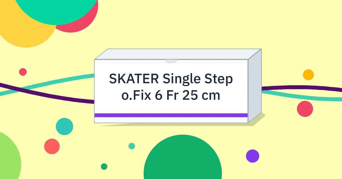 Symbolbild: Packung mit der Aufschrift SKATER Single Step o.Fix 6 Fr 25 cm (PZN 06770182) – Verfügbarkeit und Bezug in Apotheken in Frankfurt am Main