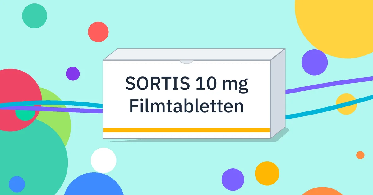 Symbolbild: Packung mit der Aufschrift SORTIS 10 mg Filmtabletten (PZN 16623789) – Verfügbarkeit und Bezug in Apotheken in Frankfurt am Main