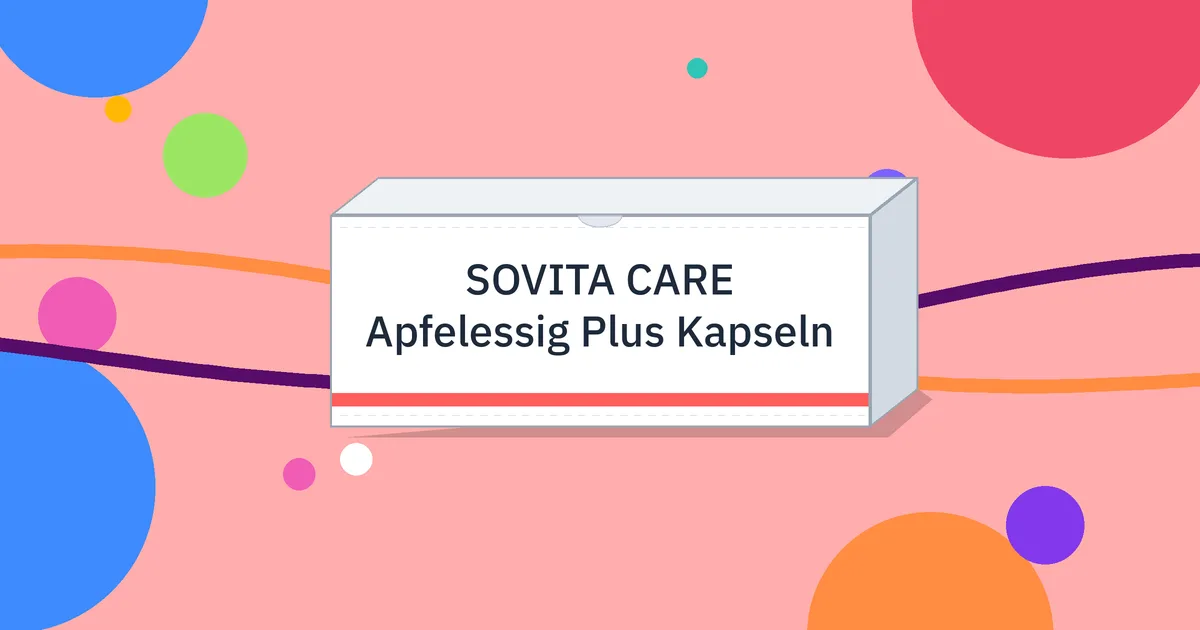 Symbolbild: Packung mit der Aufschrift SOVITA CARE Apfelessig Plus Kapseln (PZN 10065555) – Verfügbarkeit und Bezug in Apotheken in Frankfurt am Main