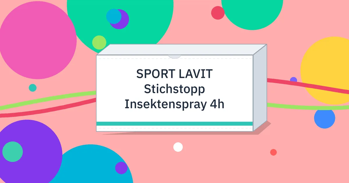 Symbolbild: Packung mit der Aufschrift SPORT LAVIT Stichstopp Insektenspray 4h (PZN 18129088) – Verfügbarkeit und Bezug in Apotheken in Frankfurt am Main
