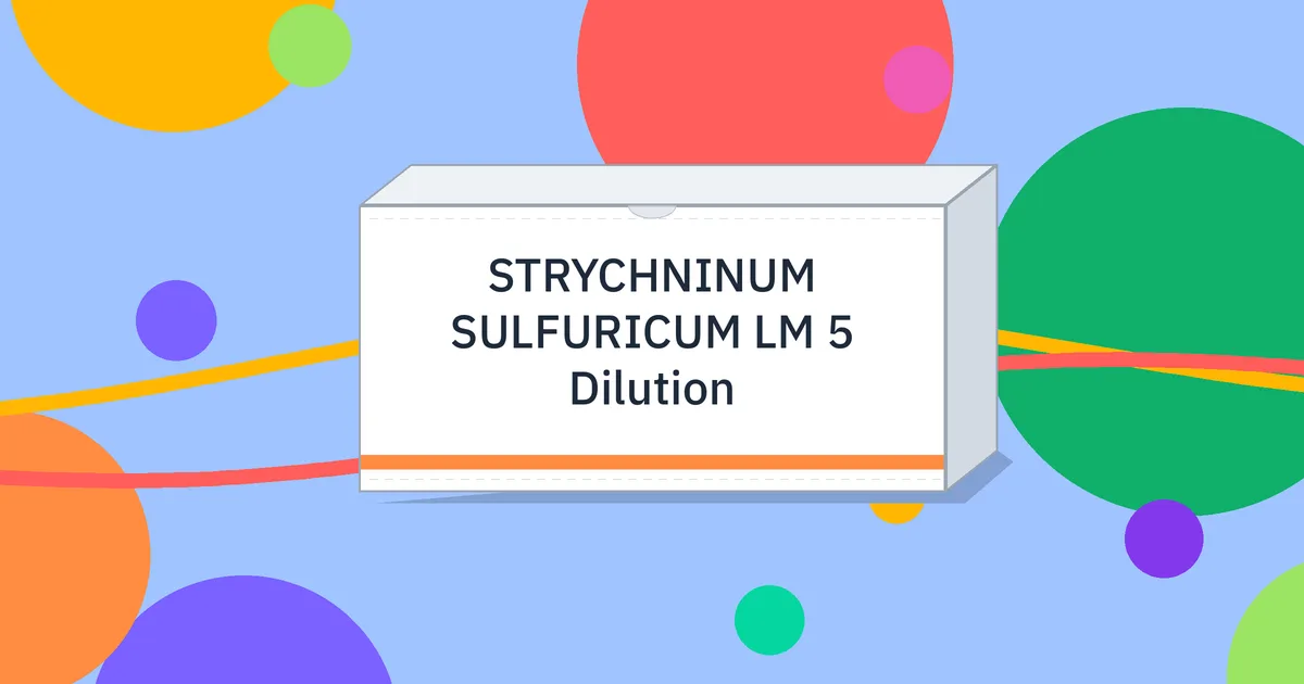 Symbolbild: Packung mit der Aufschrift STRYCHNINUM SULFURICUM LM 5 Dilution (PZN 13208021) – Verfügbarkeit und Bezug in Apotheken in Frankfurt am Main