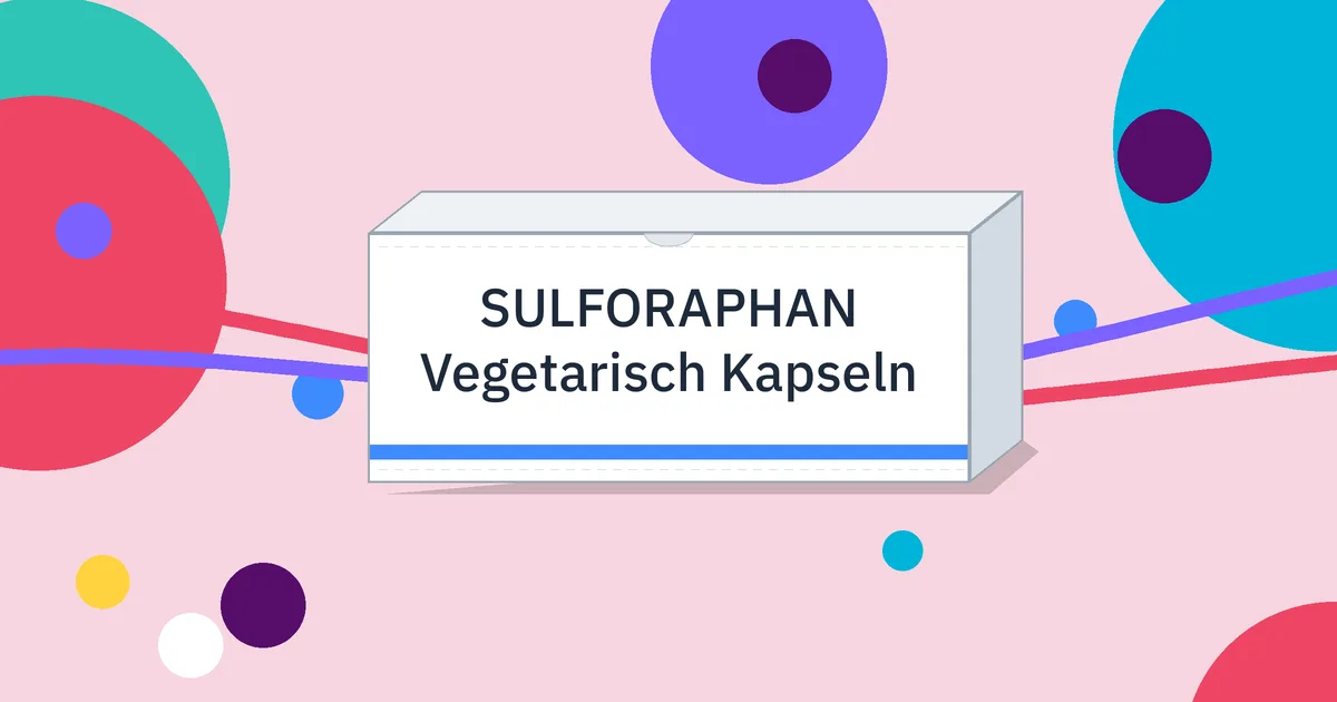 Symbolbild: Packung mit der Aufschrift SULFORAPHAN Vegetarisch Kapseln (PZN 02848668) – Verfügbarkeit und Bezug in Apotheken in Frankfurt am Main