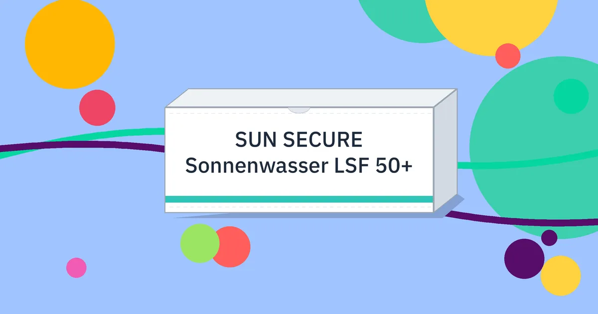 Symbolbild: Packung mit der Aufschrift SUN SECURE Sonnenwasser LSF 50+ (PZN 20788303) – Verfügbarkeit und Bezug in Apotheken in Frankfurt am Main
