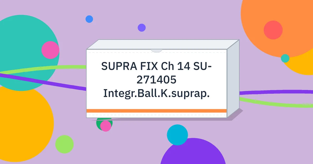 Symbolbild: Packung mit der Aufschrift SUPRA FIX Ch 14 SU-271405 Integr.Ball.K.suprap. (PZN 07215212) – Verfügbarkeit und Bezug in Apotheken in Frankfurt am Main