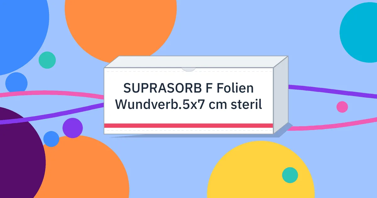 Symbolbild: Packung mit der Aufschrift SUPRASORB F Folien Wundverb.5x7 cm steril (PZN 13345077) – Verfügbarkeit und Bezug in Apotheken in Frankfurt am Main