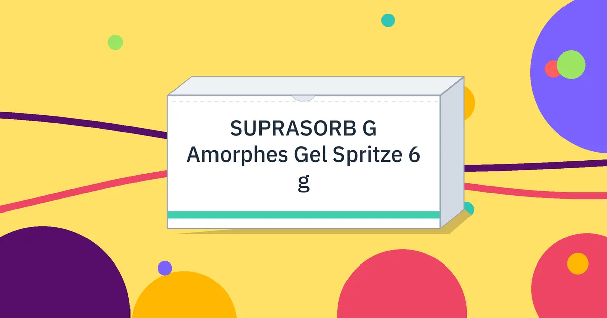 Symbolbild: Packung mit der Aufschrift SUPRASORB G Amorphes Gel Spritze 6 g (PZN 11115812) – Verfügbarkeit und Bezug in Apotheken in Frankfurt am Main