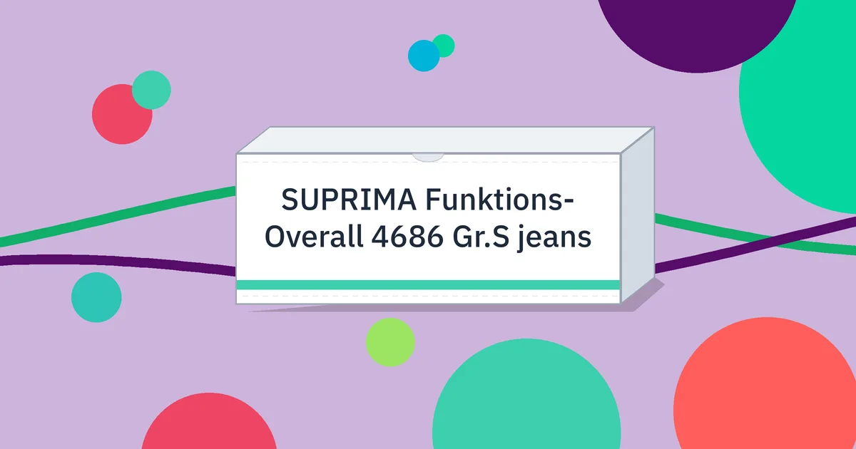Symbolbild: Packung mit der Aufschrift SUPRIMA Funktions-Overall 4686 Gr.S jeans (PZN 03188582) – Verfügbarkeit und Bezug in Apotheken in Frankfurt am Main
