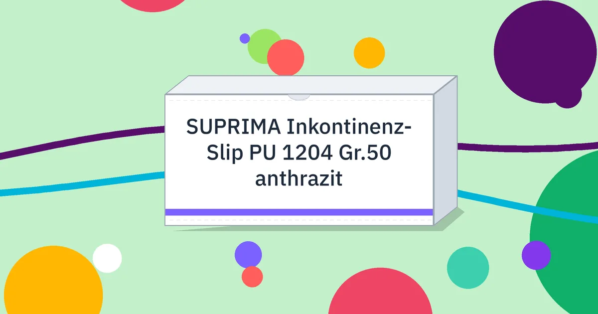 Symbolbild: Packung mit der Aufschrift SUPRIMA Inkontinenz-Slip PU 1204 Gr.50 anthrazit (PZN 10637454) – Verfügbarkeit und Bezug in Apotheken in Frankfurt am Main