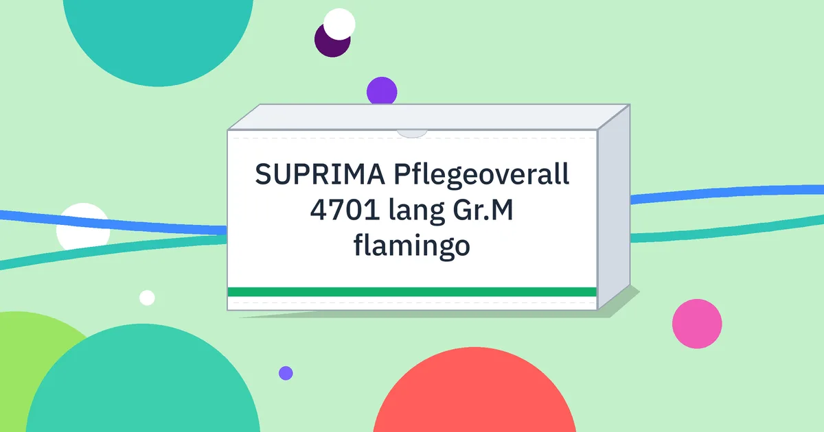Symbolbild: Packung mit der Aufschrift SUPRIMA Pflegeoverall 4701 lang Gr.M flamingo (PZN 09376899) – Verfügbarkeit und Bezug in Apotheken in Frankfurt am Main