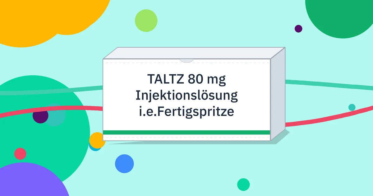 Symbolbild: Packung mit der Aufschrift TALTZ 80 mg Injektionslösung i.e.Fertigspritze (PZN 13979830) – Verfügbarkeit und Bezug in Apotheken in Frankfurt am Main