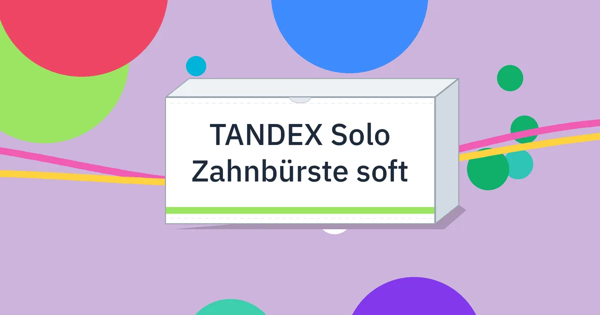 Symbolbild: Packung mit der Aufschrift TANDEX Solo Zahnbürste soft (PZN 15529025) – Verfügbarkeit und Bezug in Apotheken in Frankfurt am Main