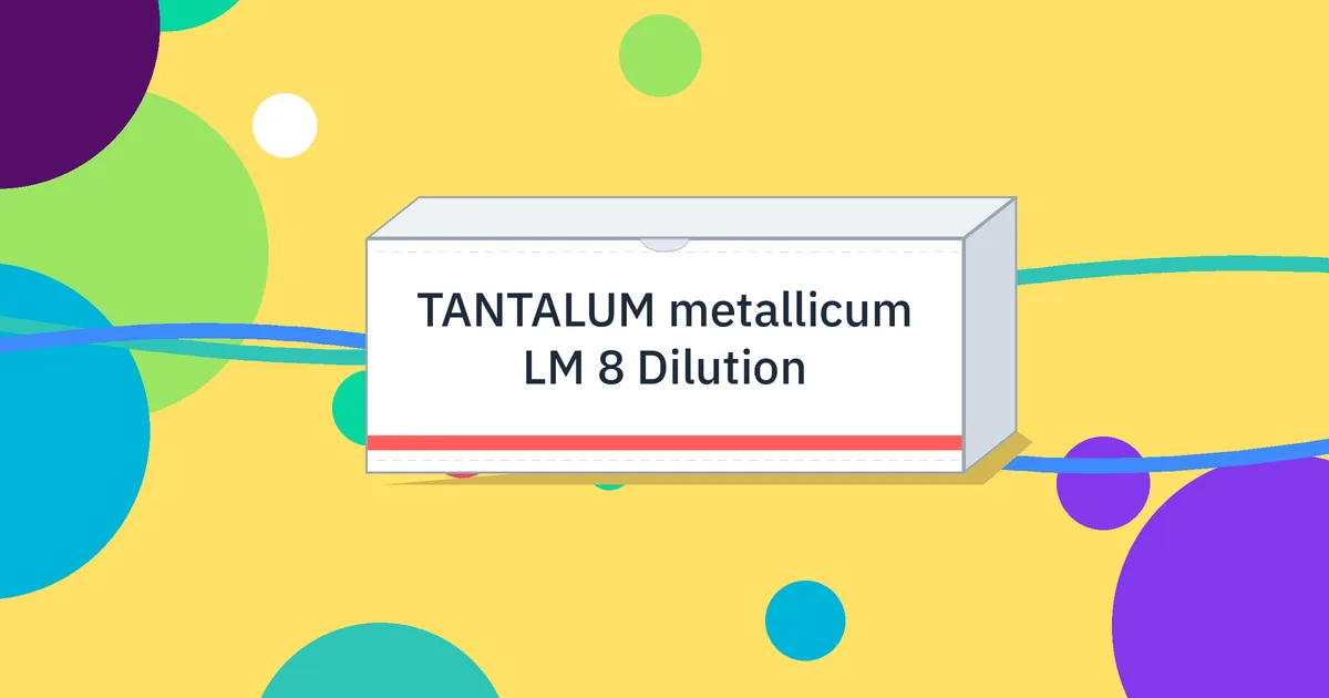 Symbolbild: Packung mit der Aufschrift TANTALUM metallicum LM 8 Dilution (PZN 13213447) – Verfügbarkeit und Bezug in Apotheken in Frankfurt am Main
